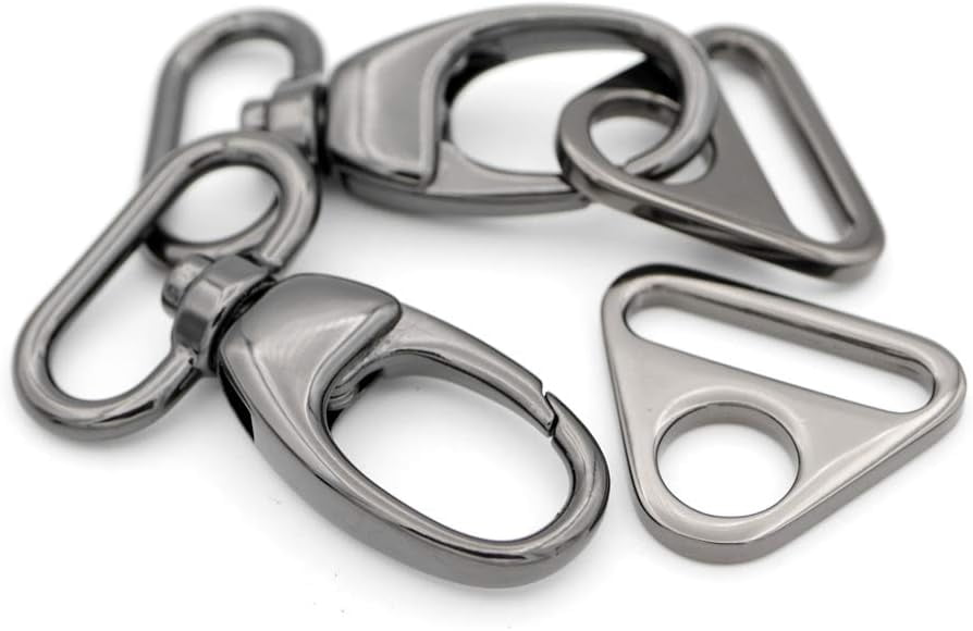 2 Sets Fat Swivel Snap Hook with Triangle Rings Push Gate Lobster Claw ...