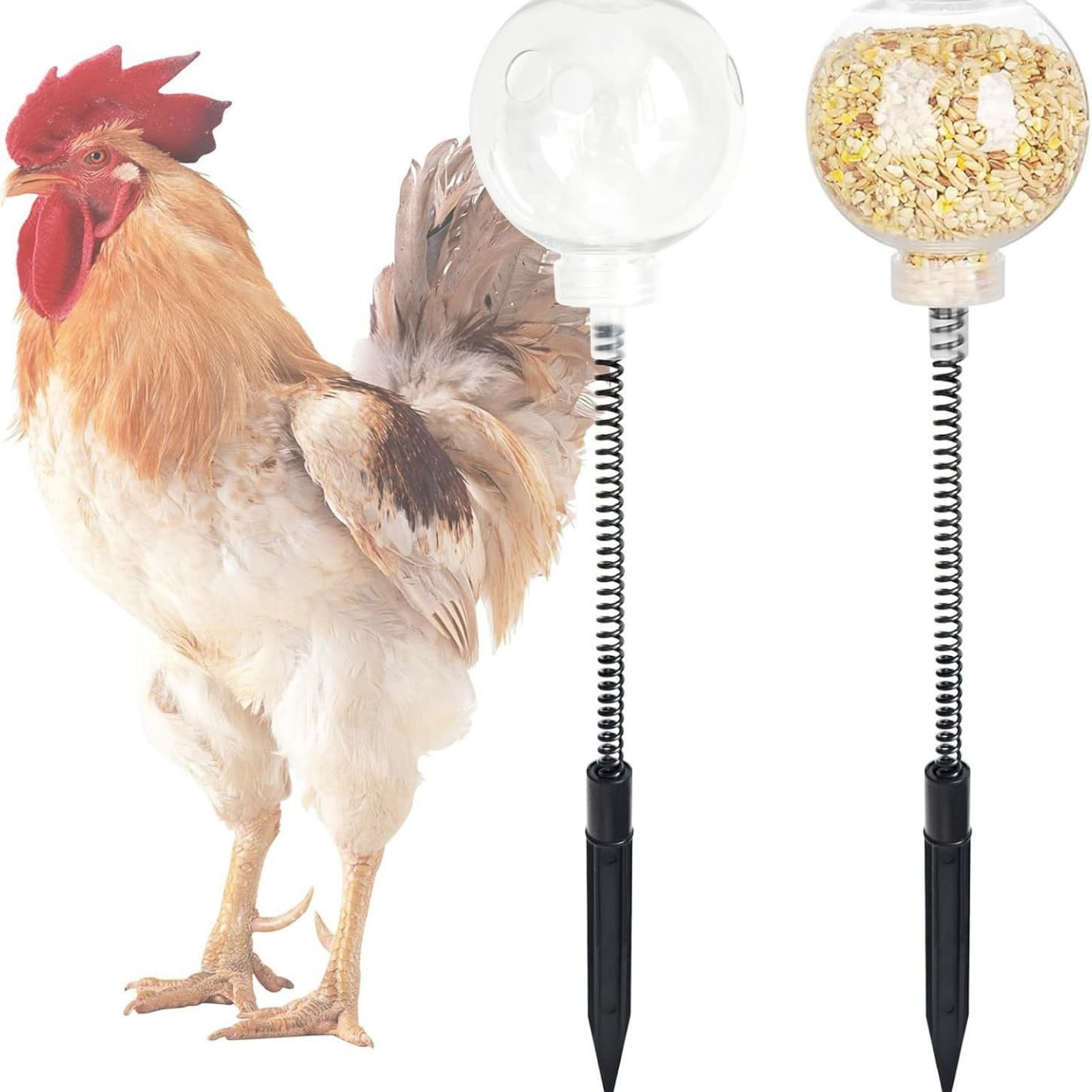 2 Sets Feeder Chicken Feeder Chicken Toy With Spring Chicken Slow ...