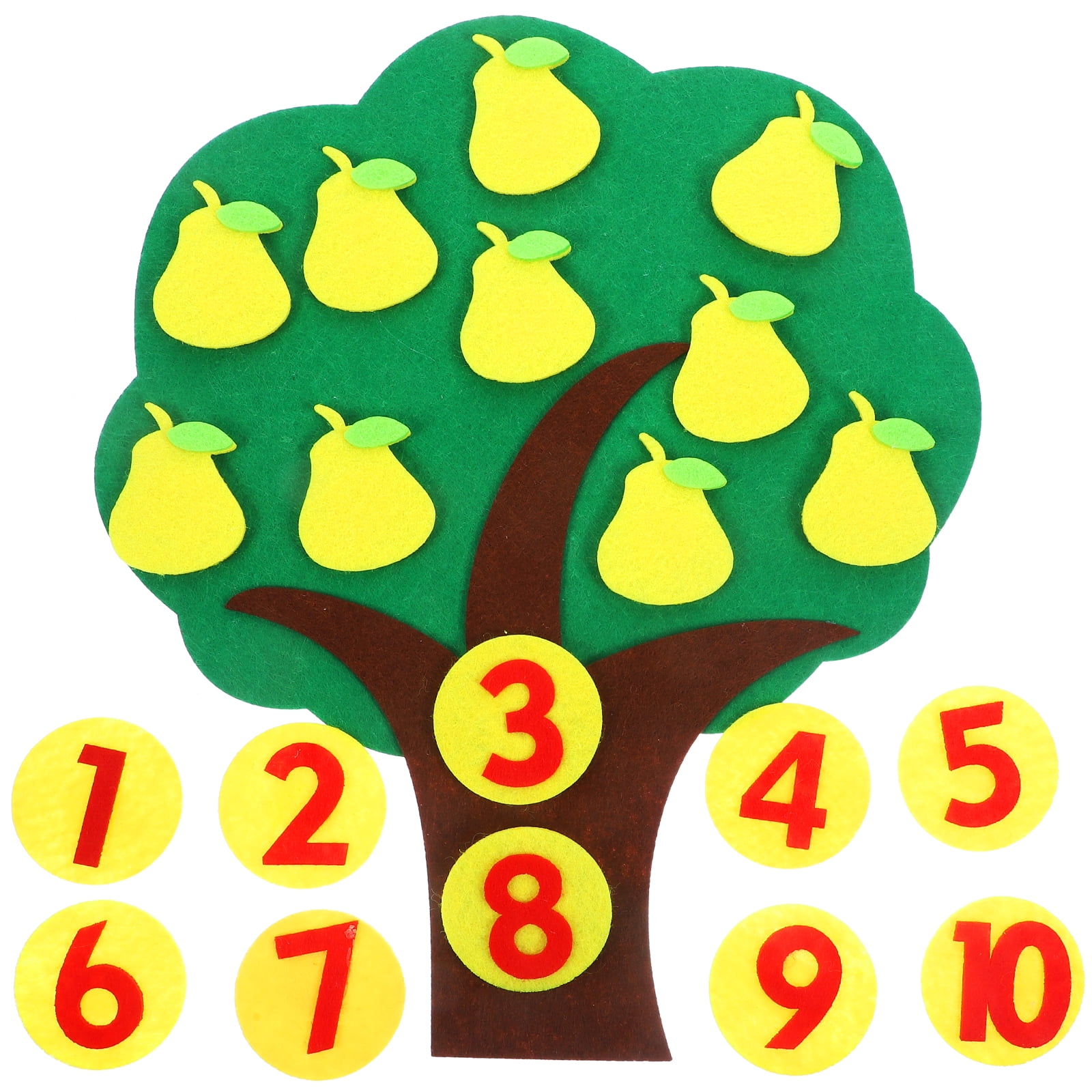 2 Sets Felt Pear Tree Number Learning Toy,Counting Pears Preschool Math ...