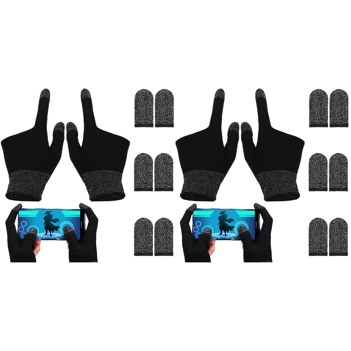 2 Sets Finger Sleeves Glove Handheld Meter Gamer Work Black - Walmart.com