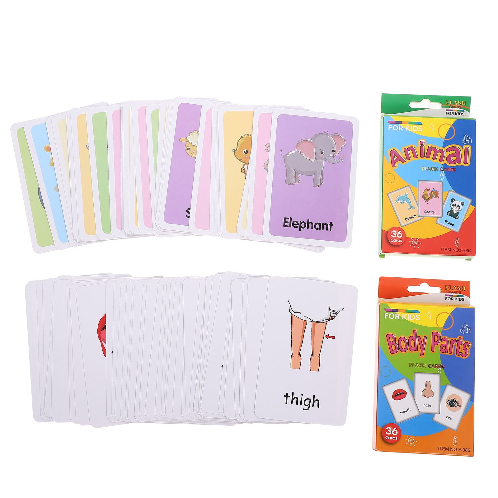 2 Sets Flash Cards for Babies Photo Word Cards for Kids Preschool Flash ...