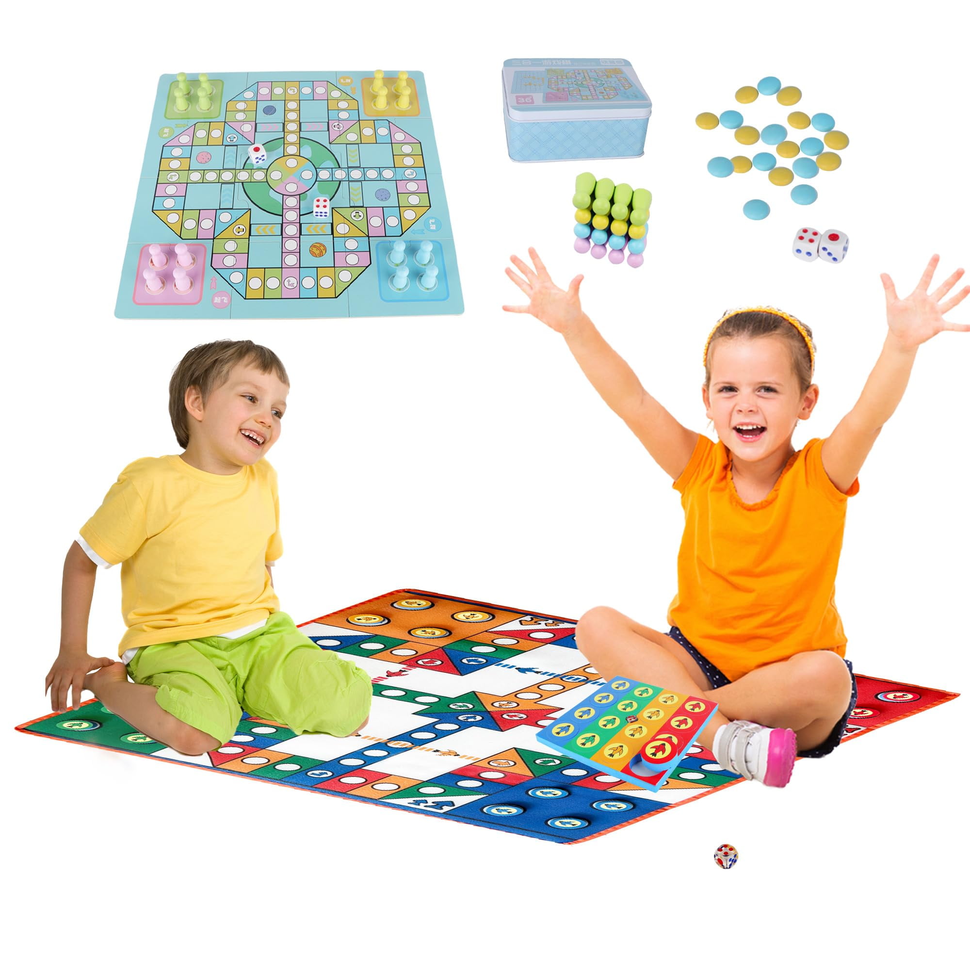 2 Sets Flying Chess MMF7 Checkers Gomoku Gobang Board with Portable Box ...