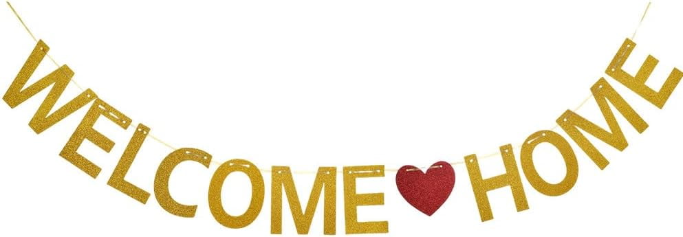 2 Sets Gold Welcome Home Banner Paper Welcome Home Banner with Red ...