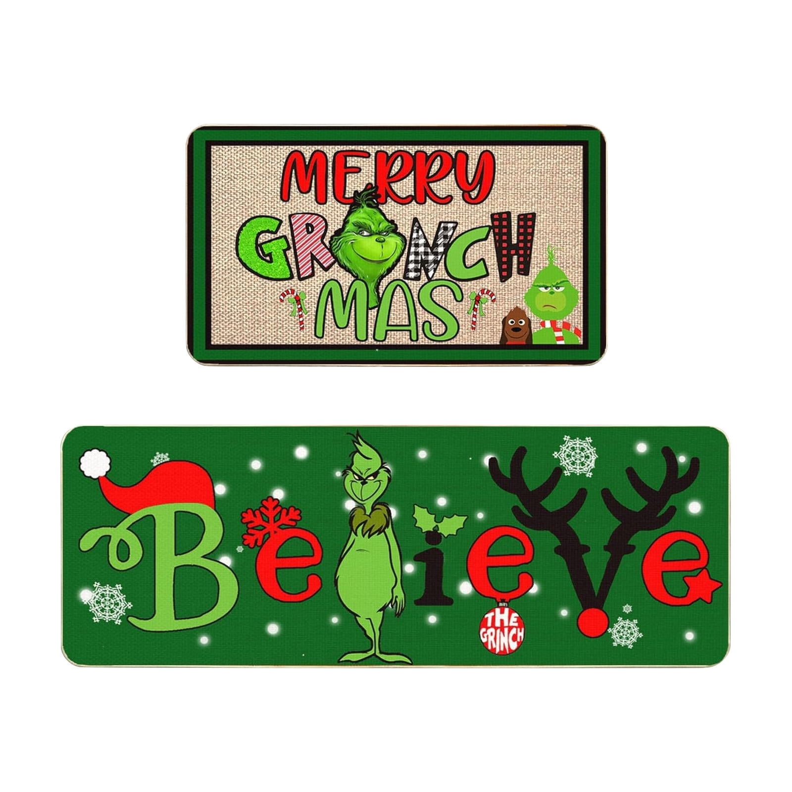 2 Sets Grinch Christmas Doormats,Non-Slip Holiday Rugs for Kitchen,Bath ...