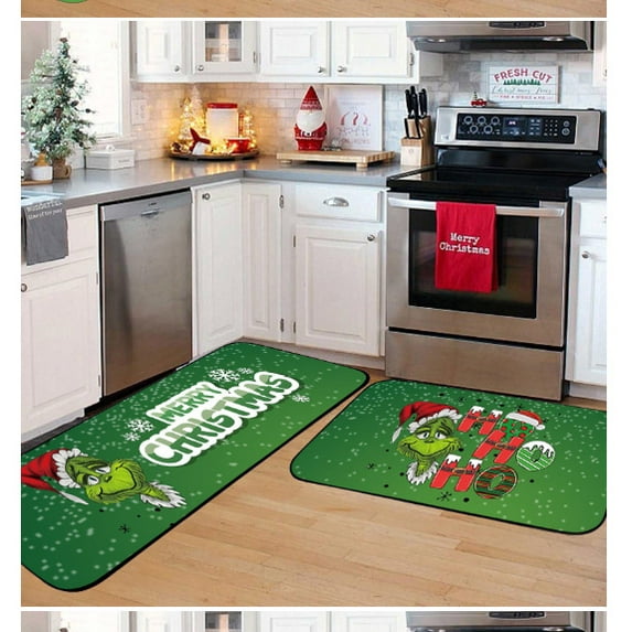 2 Sets Grinch Christmas Doormats,Non-Slip Holiday Rugs for Kitchen,Bath ...