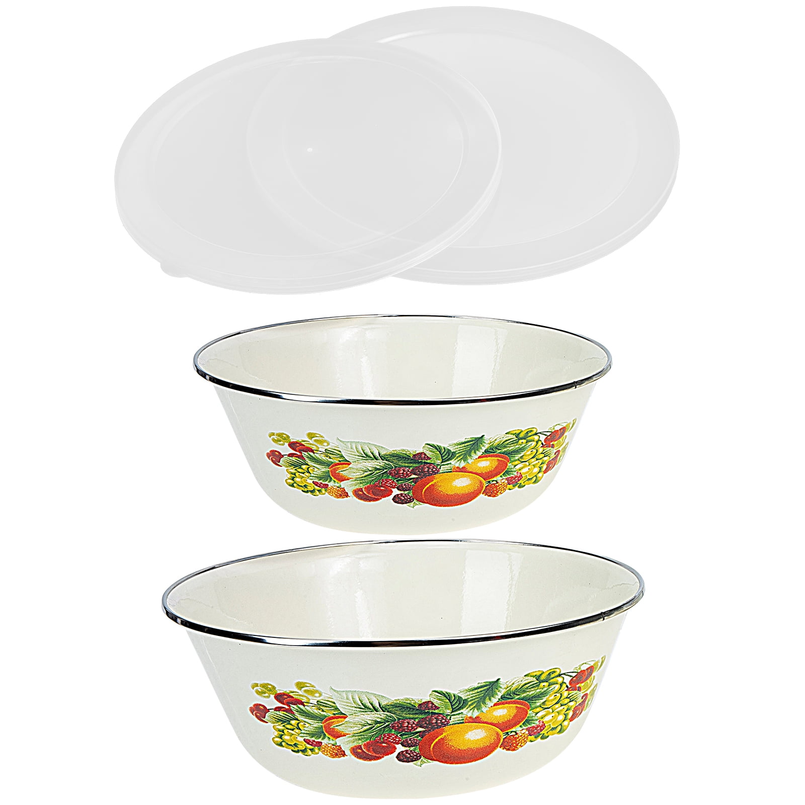 2 Sets Grips Bowl Vintage Food Containers Enamel with Lid Office ...