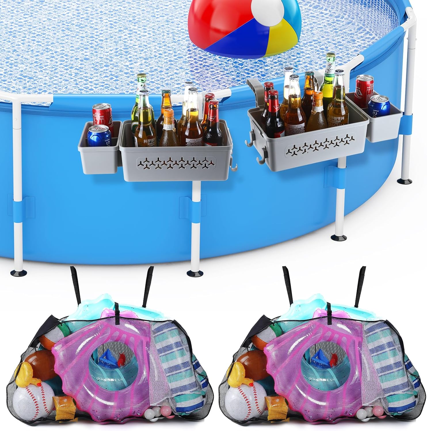 2 Sets Above Ground Pool Accessories Include Multifunctional Poolside ...