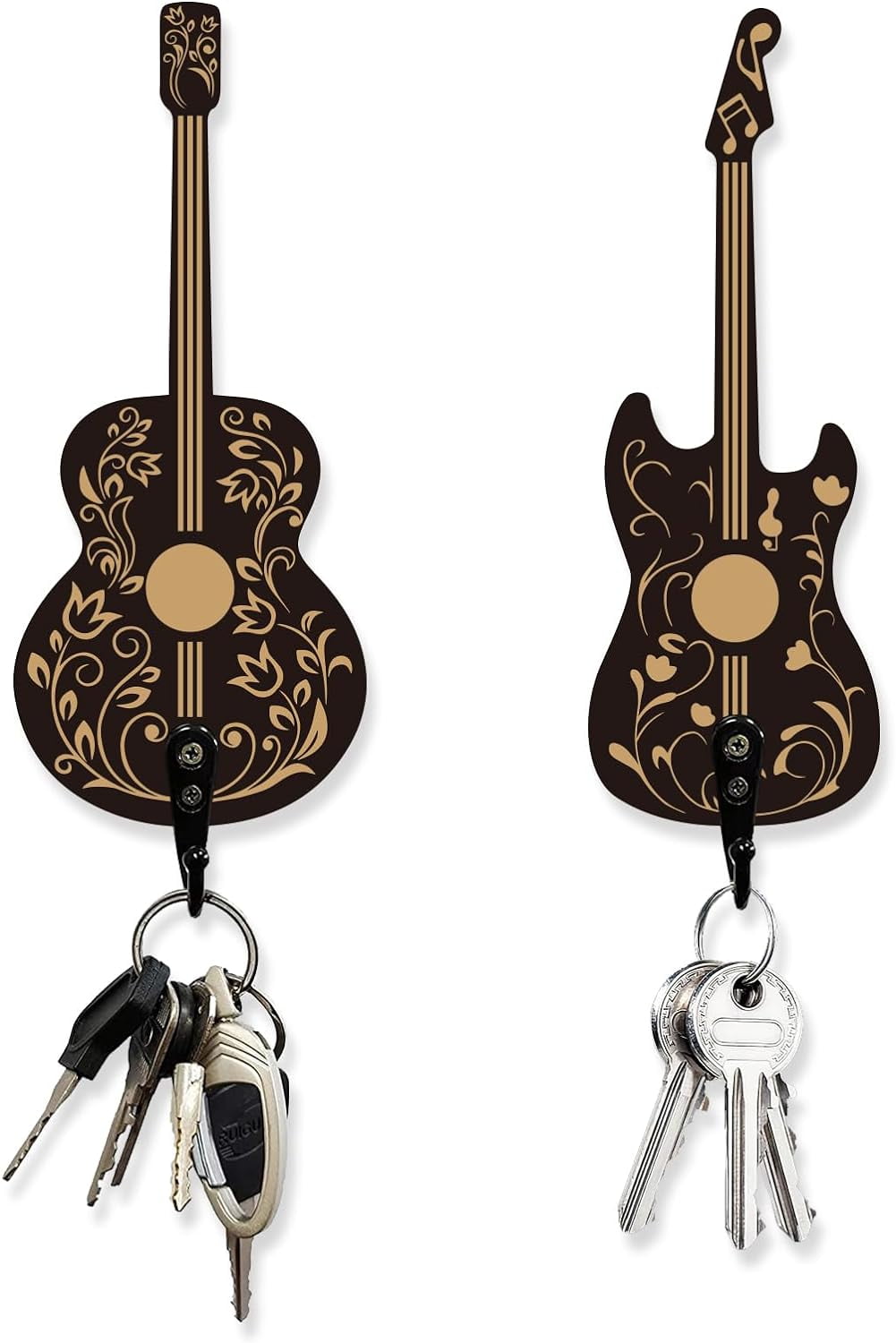 2 Sets Guitar Key Holder Divination Text Wall Hooks Key Holder for Wall ...