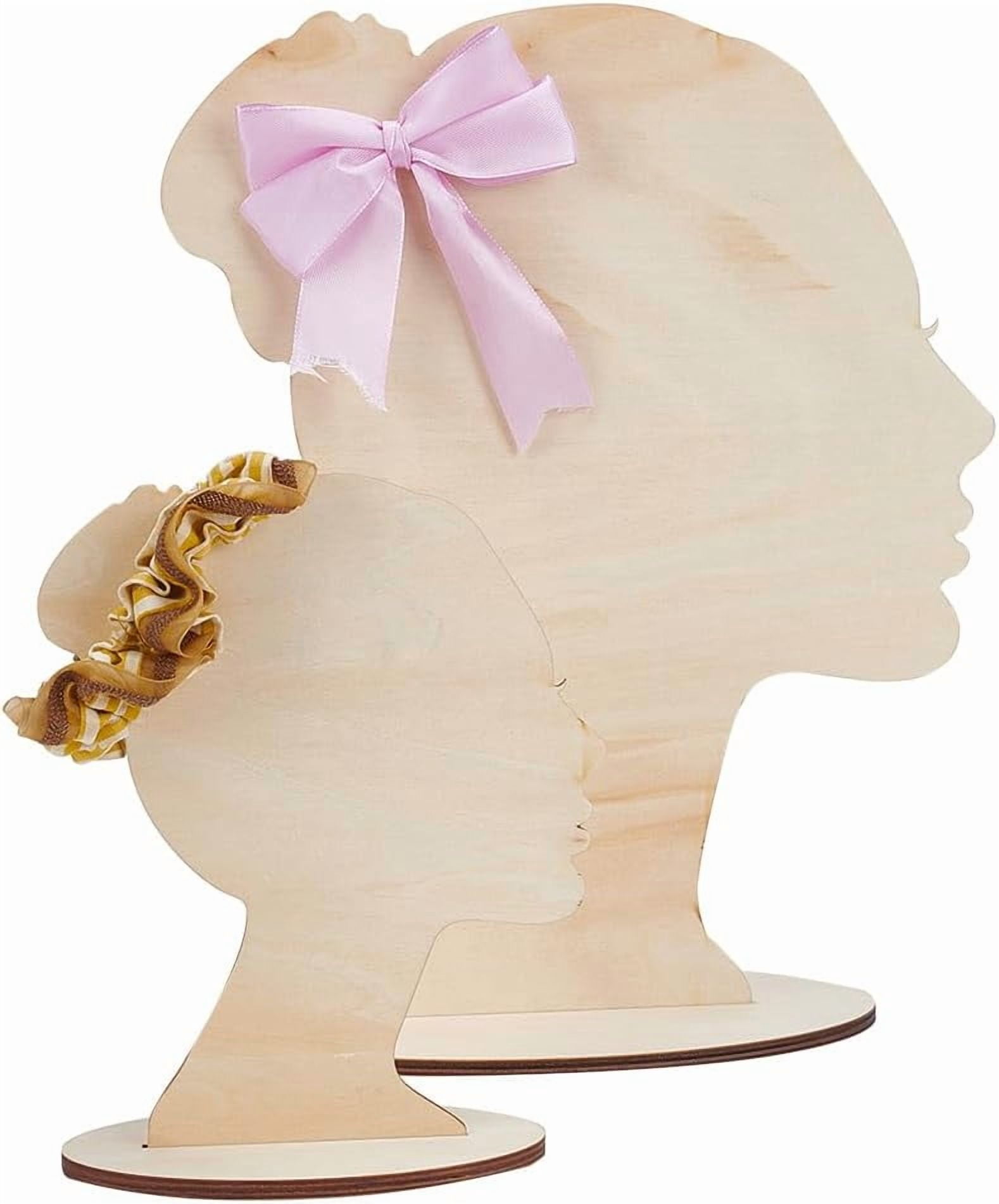 2 Sets Hair Display Stand 2 Sizes Wooden Head Silhouette Holder Wooden ...