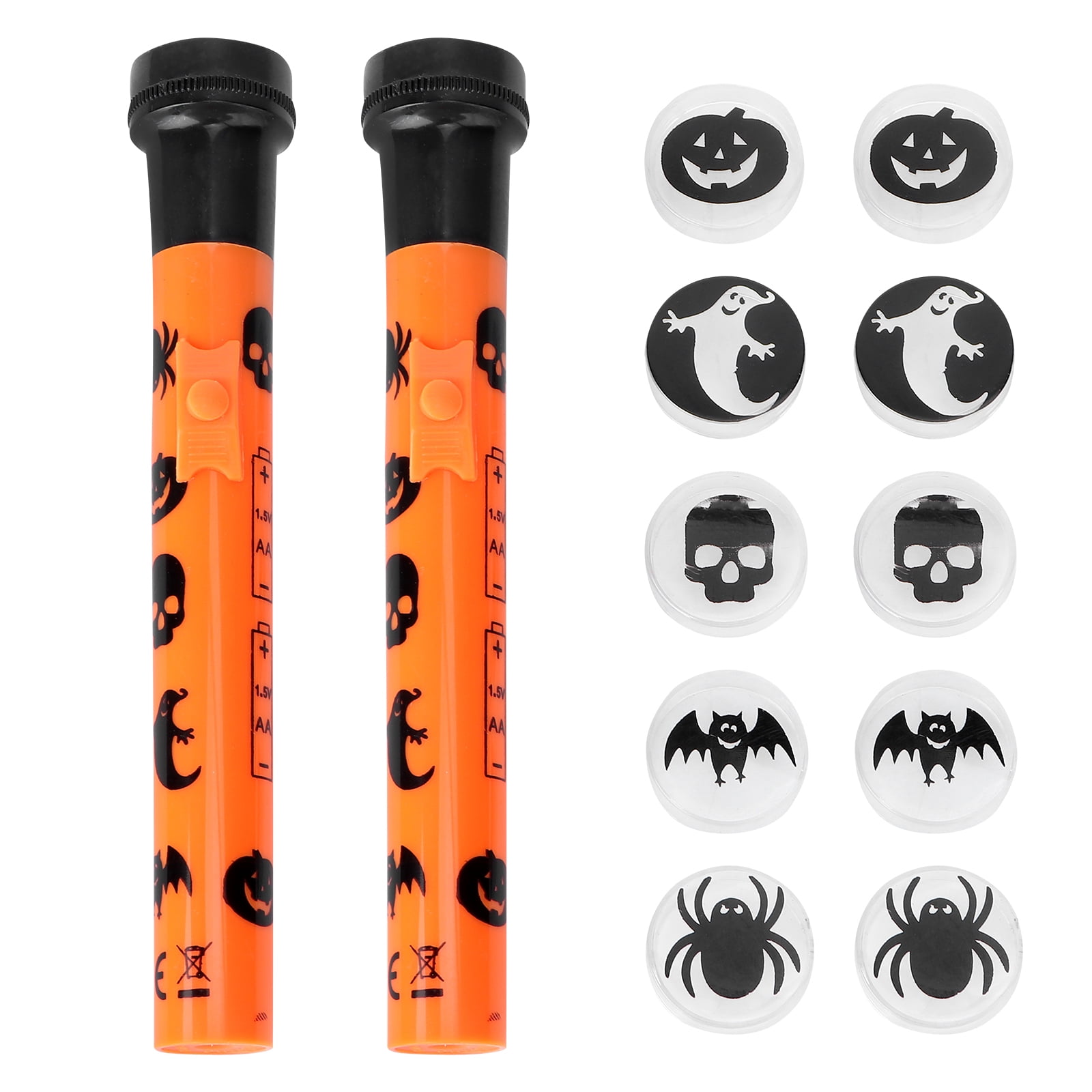 WHAMVOX 2 Sets Halloween Projector Lamp Flashlight Pumpkin Ghost Design ...