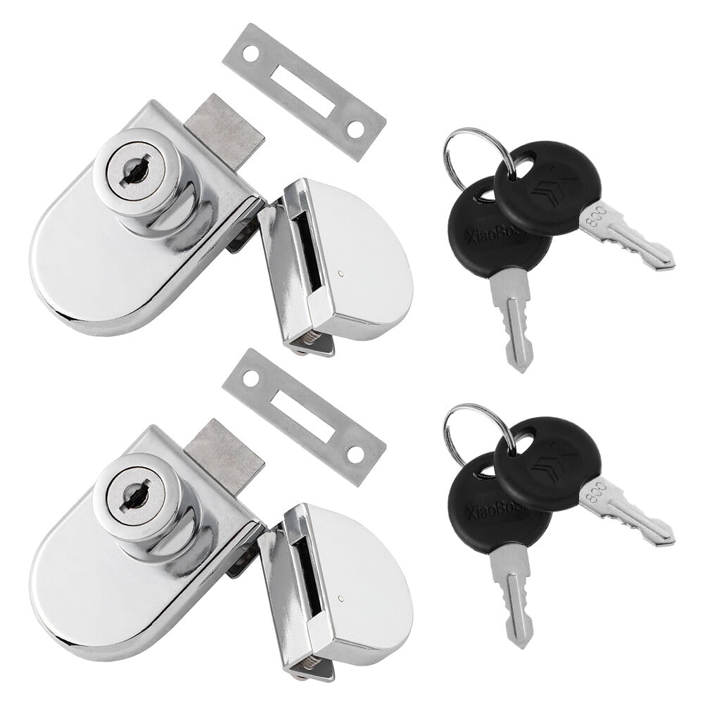 2 Sets Hinges Glass Cabinet Door Lock Cylinder Security - Walmart.com