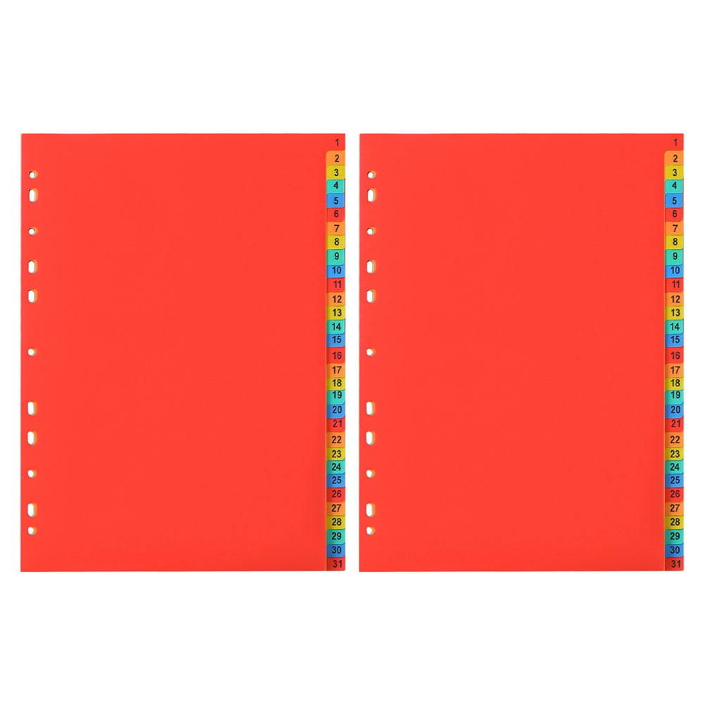 2 Sets Index Binder Dividers 1-31 Dairy Page Separators Colorful Number ...