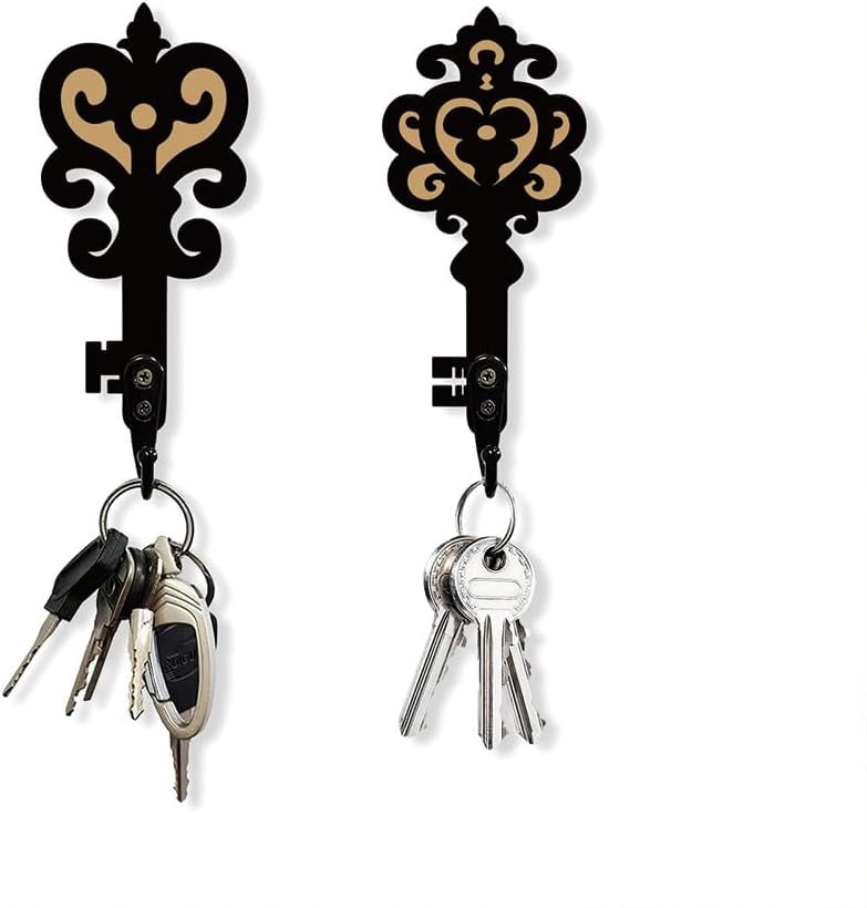 2 Sets Key Pattern Key Holder Wall Mounted Wooden Wall Hooks Key Holder ...