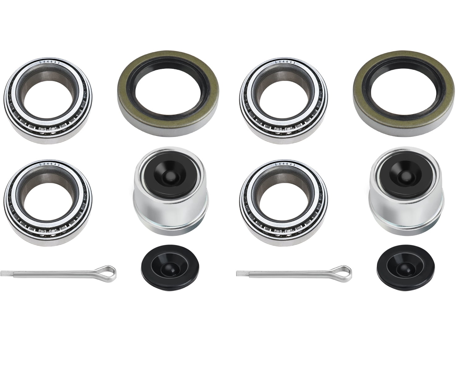 2 Sets L44643 L44610 Trailer Axle Bearings Kit with 12192TB Grease ...