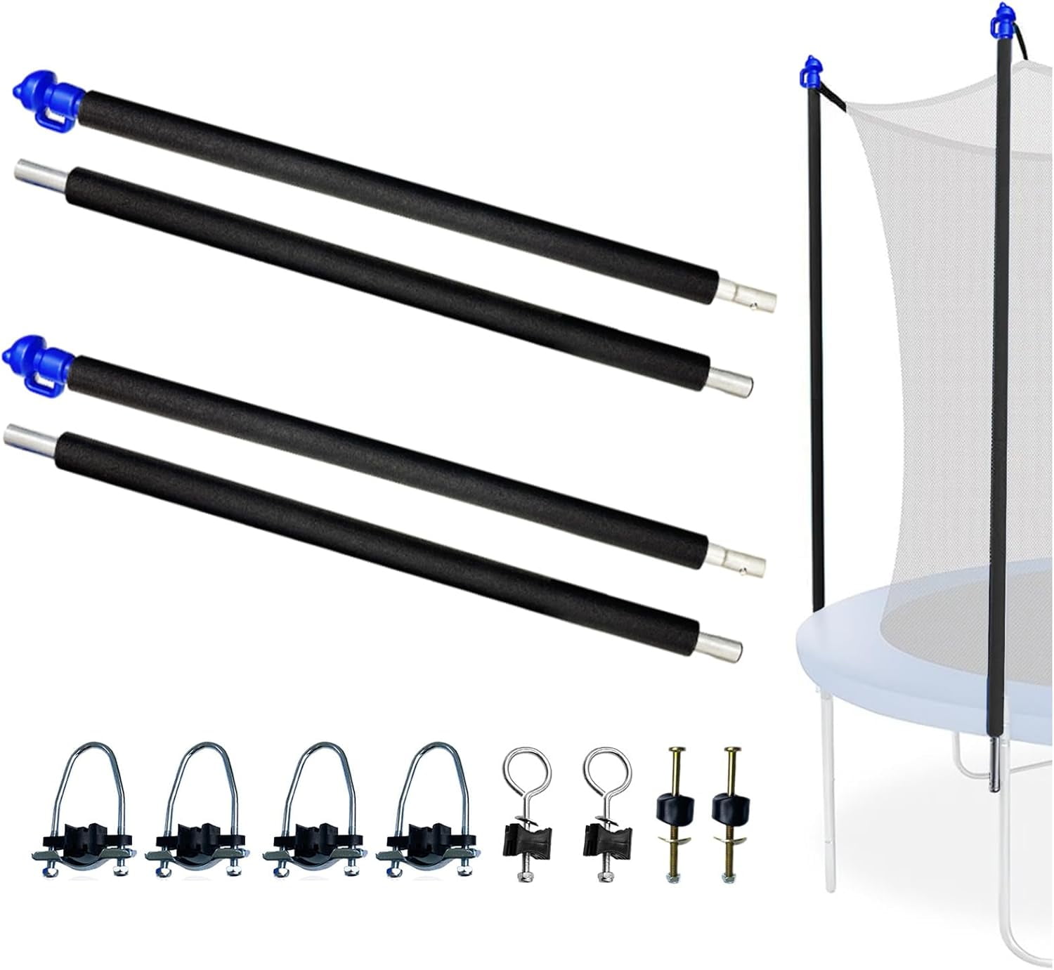 2 Sets Large Universal Trampoline Net Pole Replacement with Foam Sleeve ...