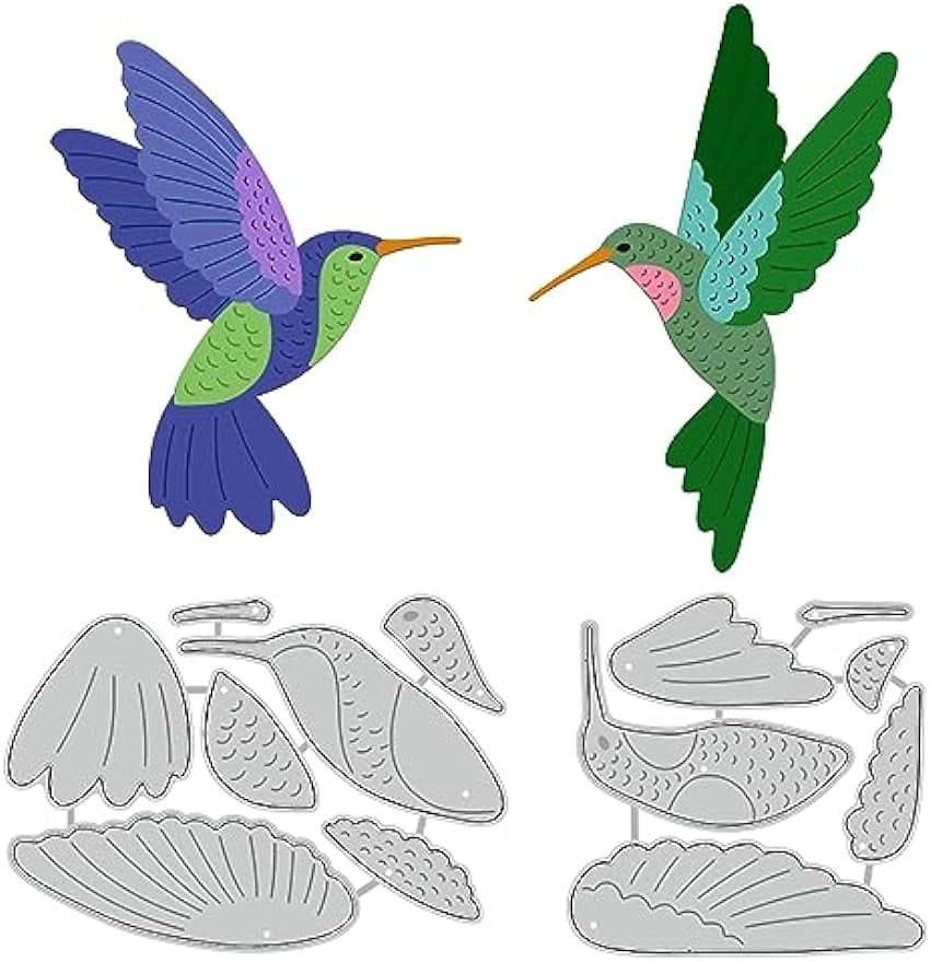 2 Sets Layered Hummingbird Cutting Dies for Card Making Bird Animal ...