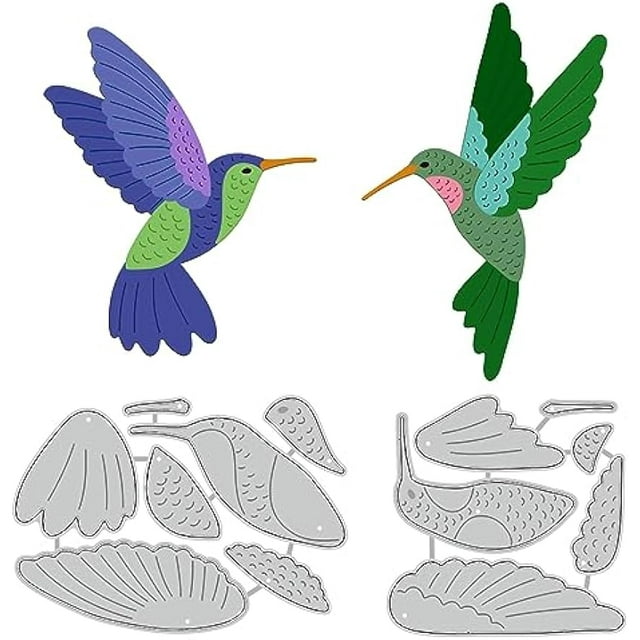 2 Sets Layered Hummingbird Cutting Dies for Card Making Bird Animal ...