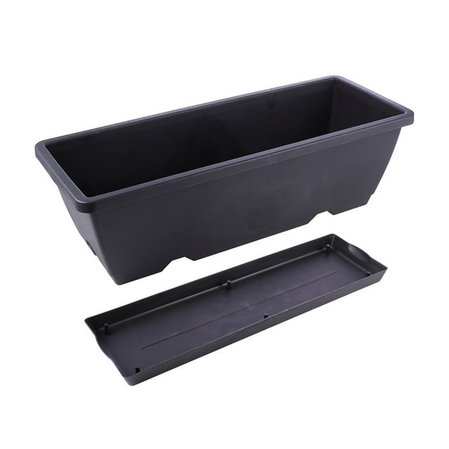 2 Sets Durable Long Plastic Garden Planter Pots with Tray, Flower ...
