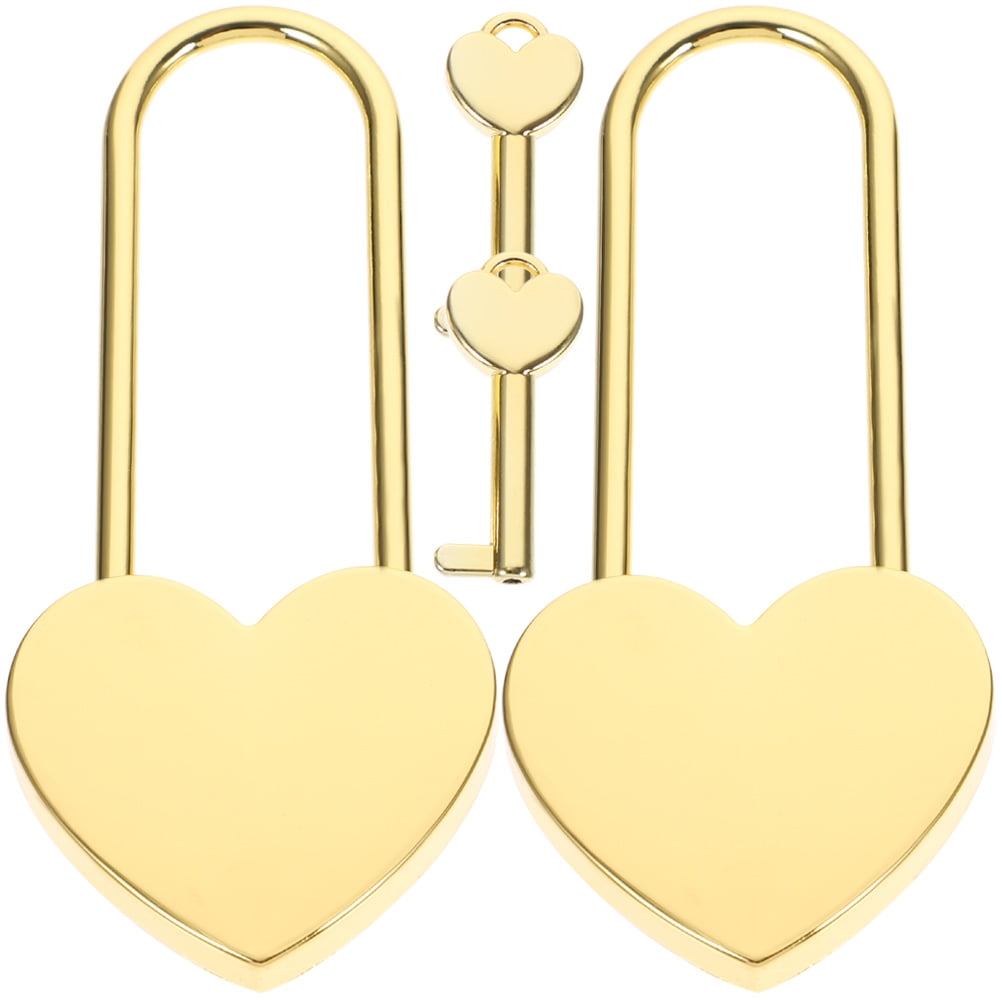 2 Sets Long Love Lock Padlock Locks with Key Heart Shaped Lock Suitcase ...