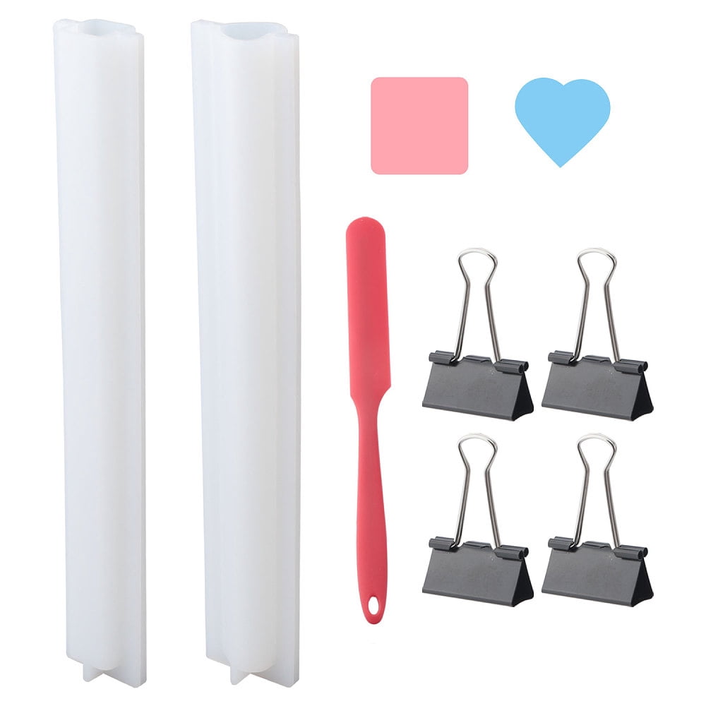 2 Sets Long Tube Silicone Dies with Spatula 4 Pcs Binder Clips Soap ...