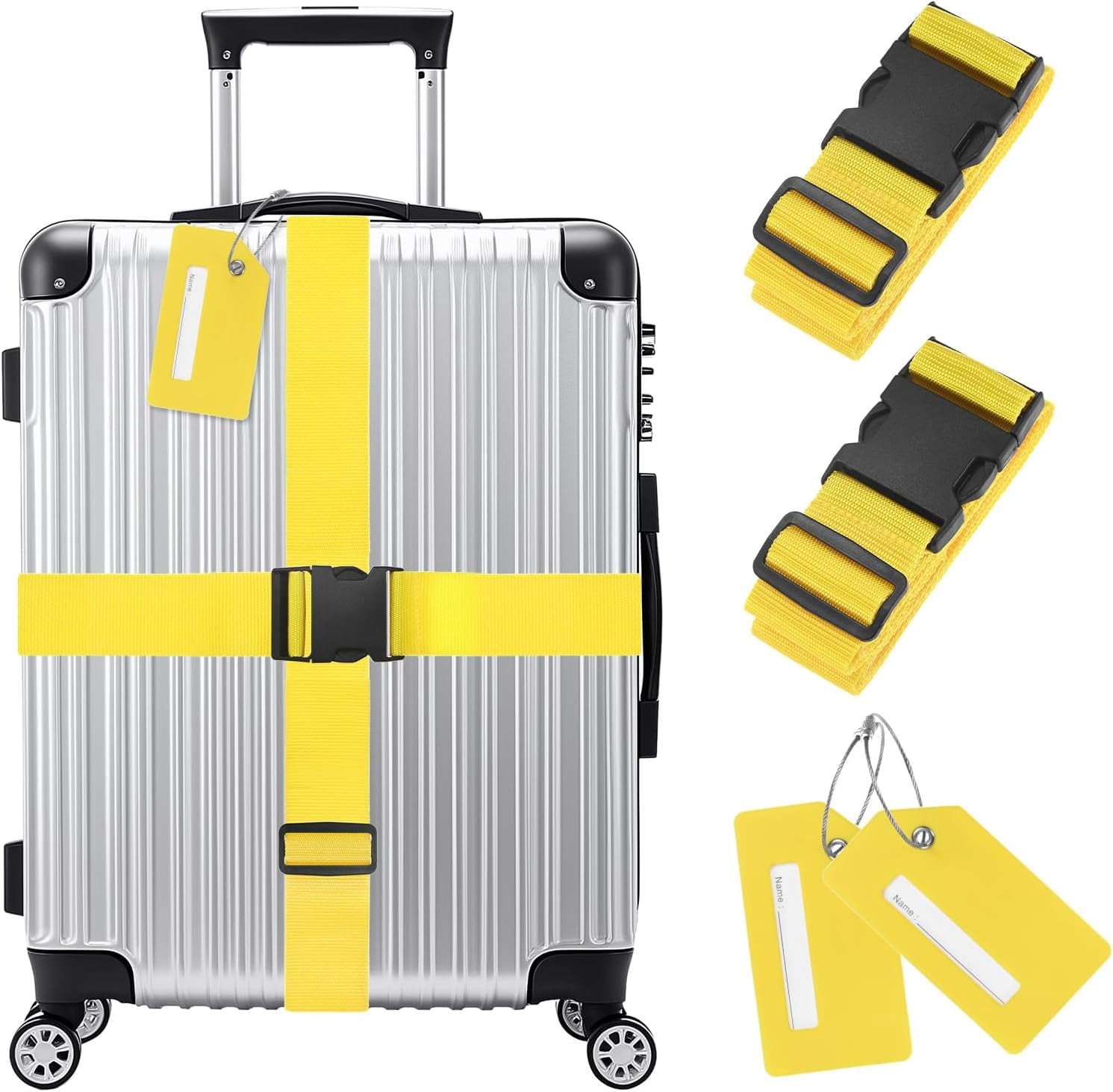 2-Sets Luggage Straps TSA Approved, Travel for Suitcase Tags Set ...