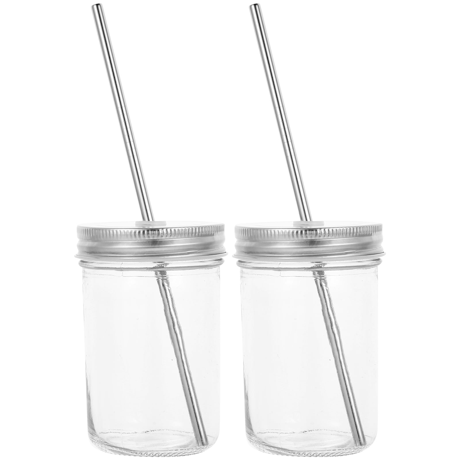 2 Sets Cup Sippy Wide Mouth Glass Jars Can with Lid Water Container ...