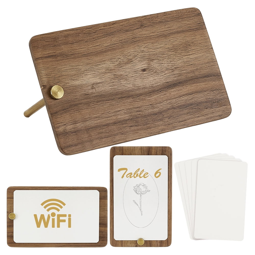 2 Sets Menu holder Wood Tabletop Card Stand with 20 Cards Wood Sign ...