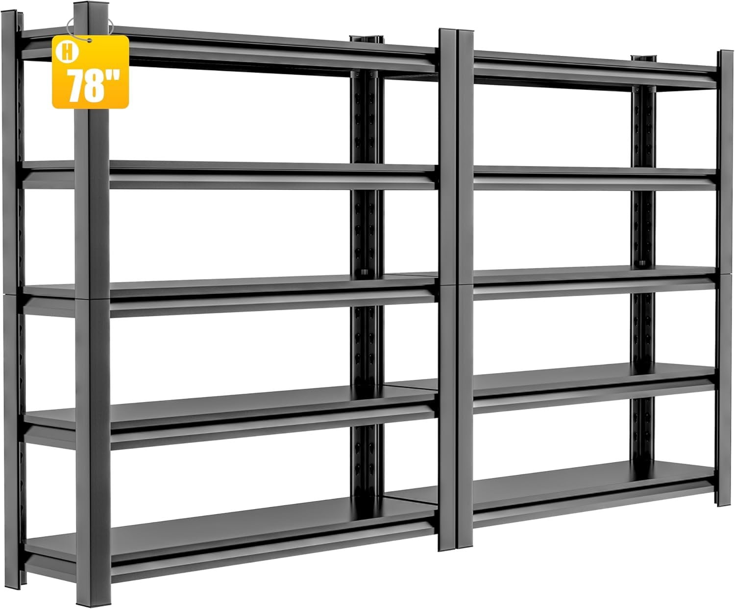 2 Sets Metal Garage Shelving Unit,78"H Heavy Duty 5-Tier Adjustable ...
