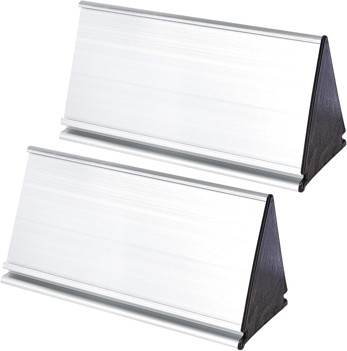 2 Sets Metal Name Plate Holder 8.4x20cm Double Sided Triangle Aluminum ...