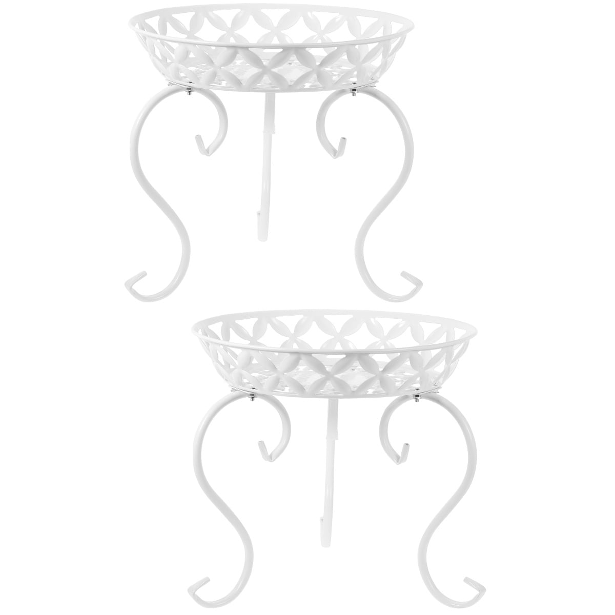 2 Sets Metal Plant Stand Propagation Pot Rack Pots Indoor White ...