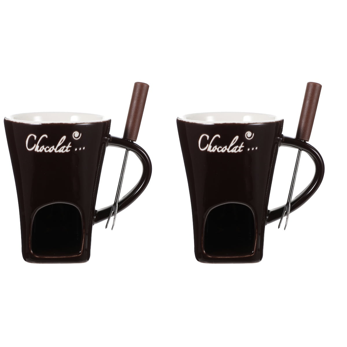 2 Sets Mini Heater Chocolate Fondue Personal Pot Fork Butter Ceramic ...
