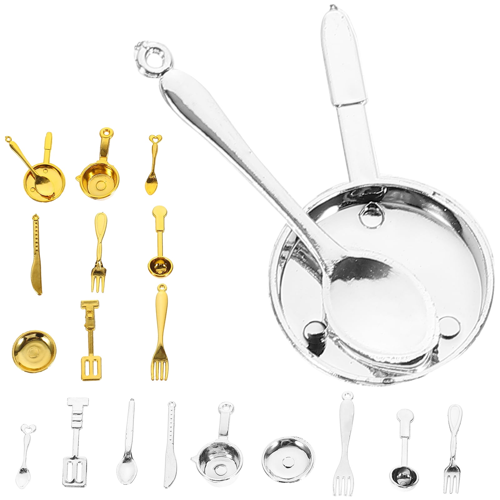 2 Sets Mini Kitchen Utensils Pot Dollhouse Silverware Toy Childrens ...
