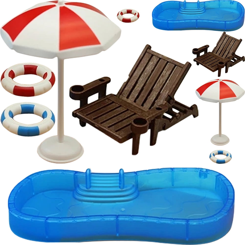 2 Sets Mini Swimming Pool Mini House Swim Ring Beach Chair Beach ...