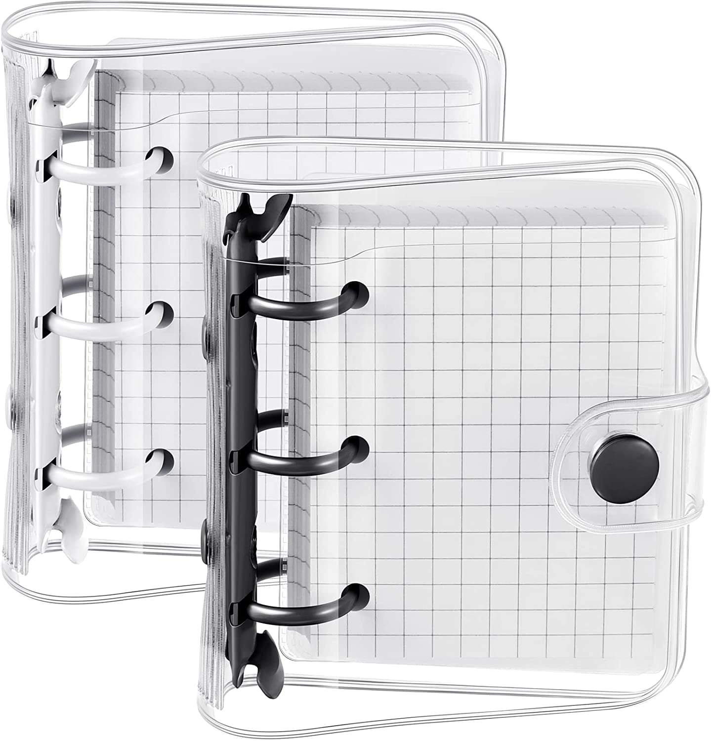 2 Sets Mini Transparent 3 Ring Binder Covers with Mini Binder Inner ...