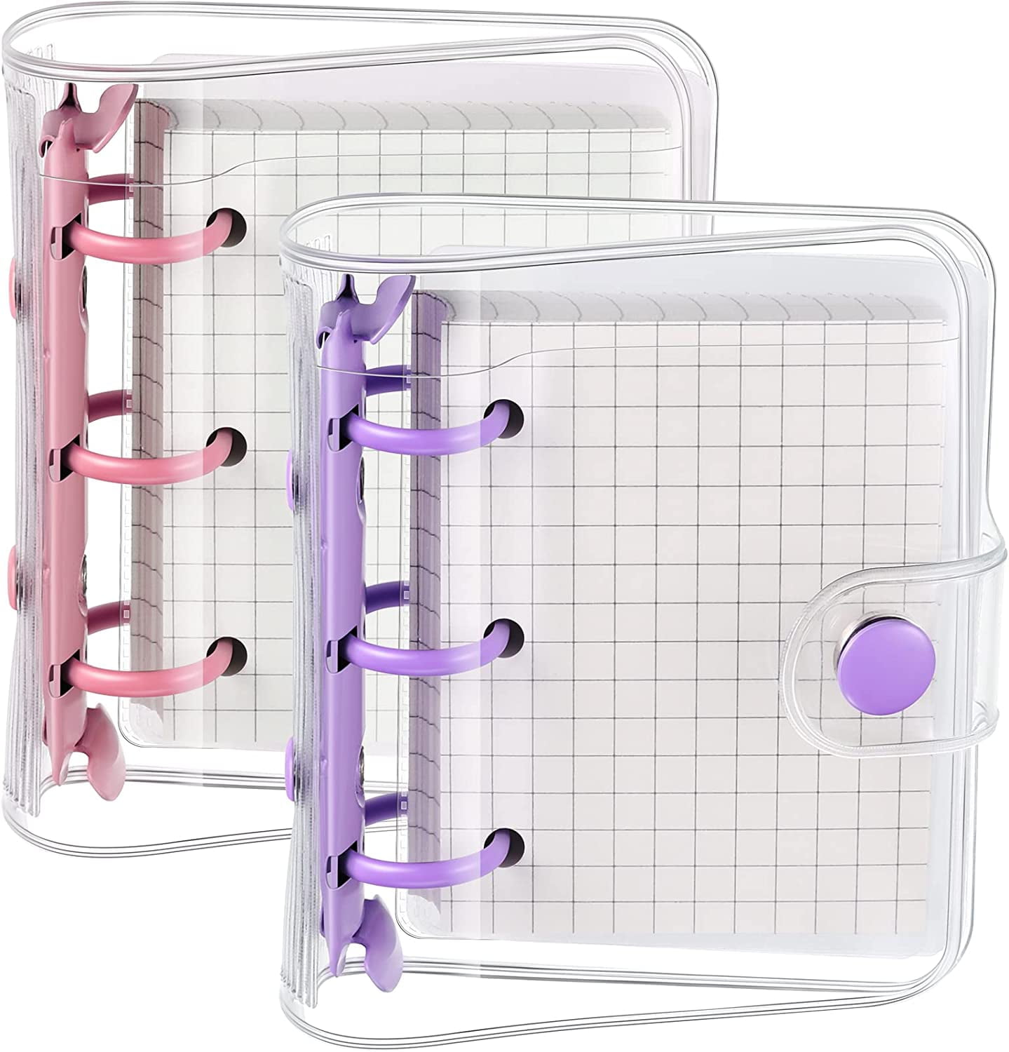 2 Sets Mini Transparent 3 Ring Binder Covers with Mini Binder Inner ...