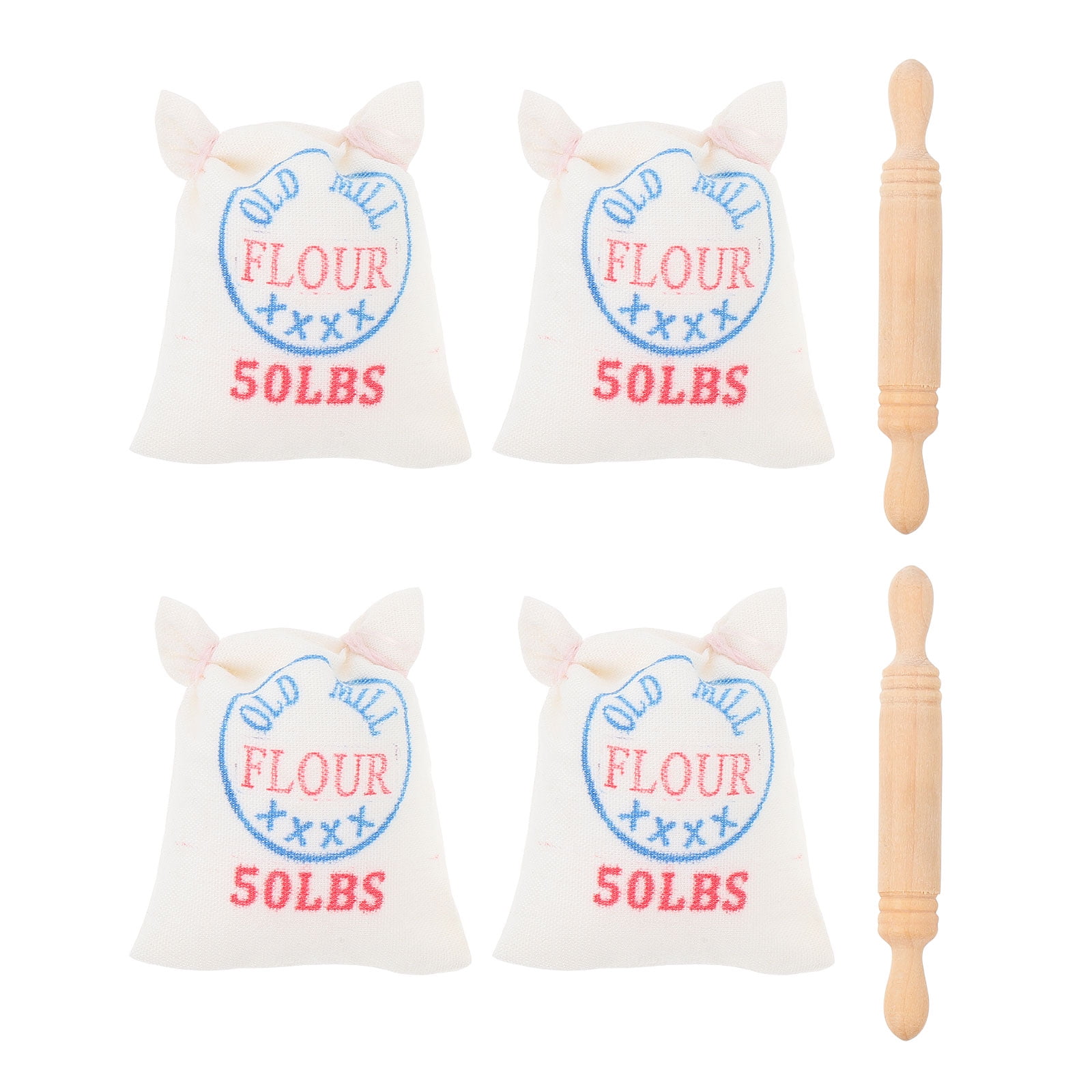 2 Sets Miniature Flour Salt Bags Rolling Pin Simulation Scence Bread ...