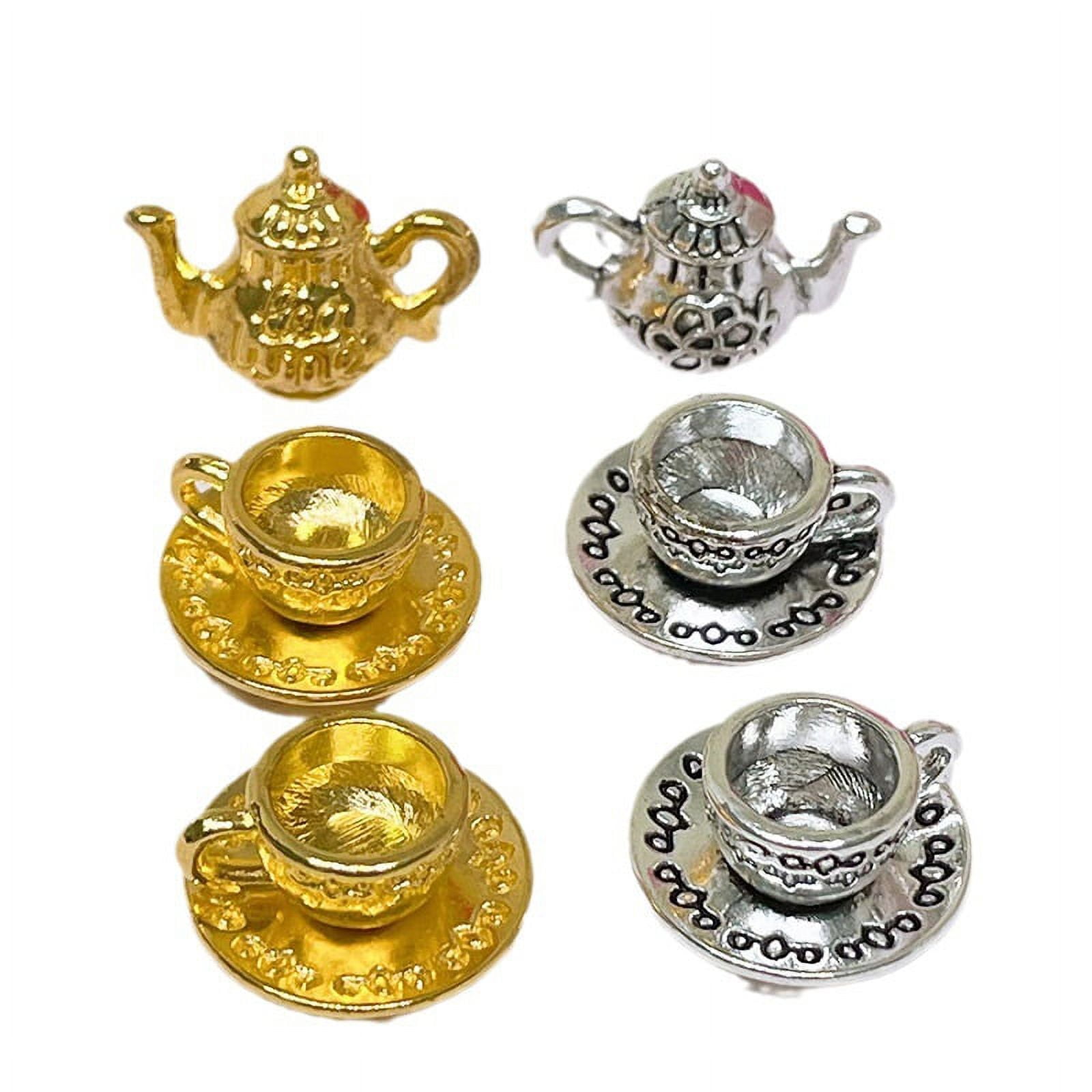 2 Sets Miniature Tea Cup Teapot Coffee Pot Miniature Tea Kettle Doll ...