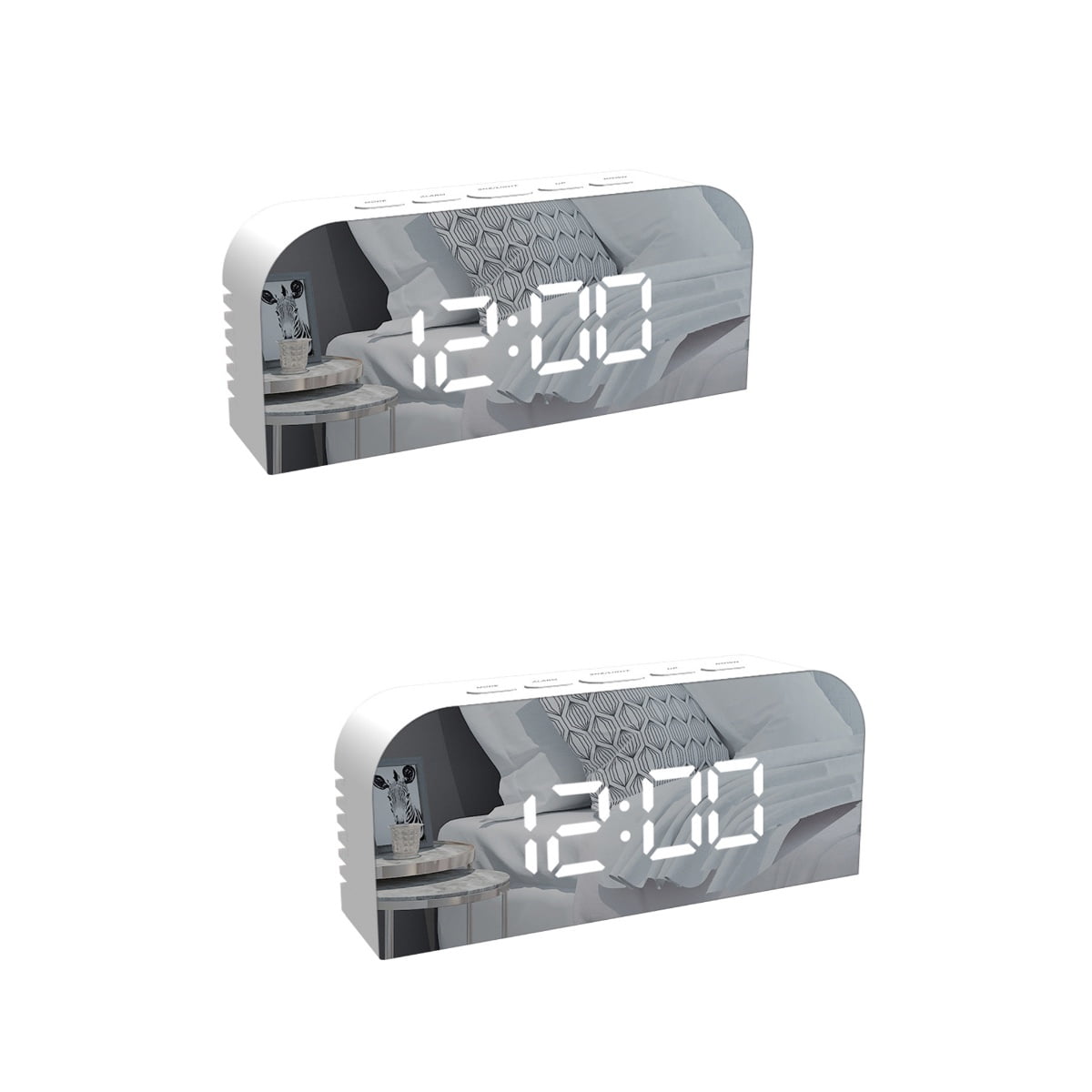 2 Sets Mirror Alarm Clock Clocks for Bedroom Battery Student Use ...