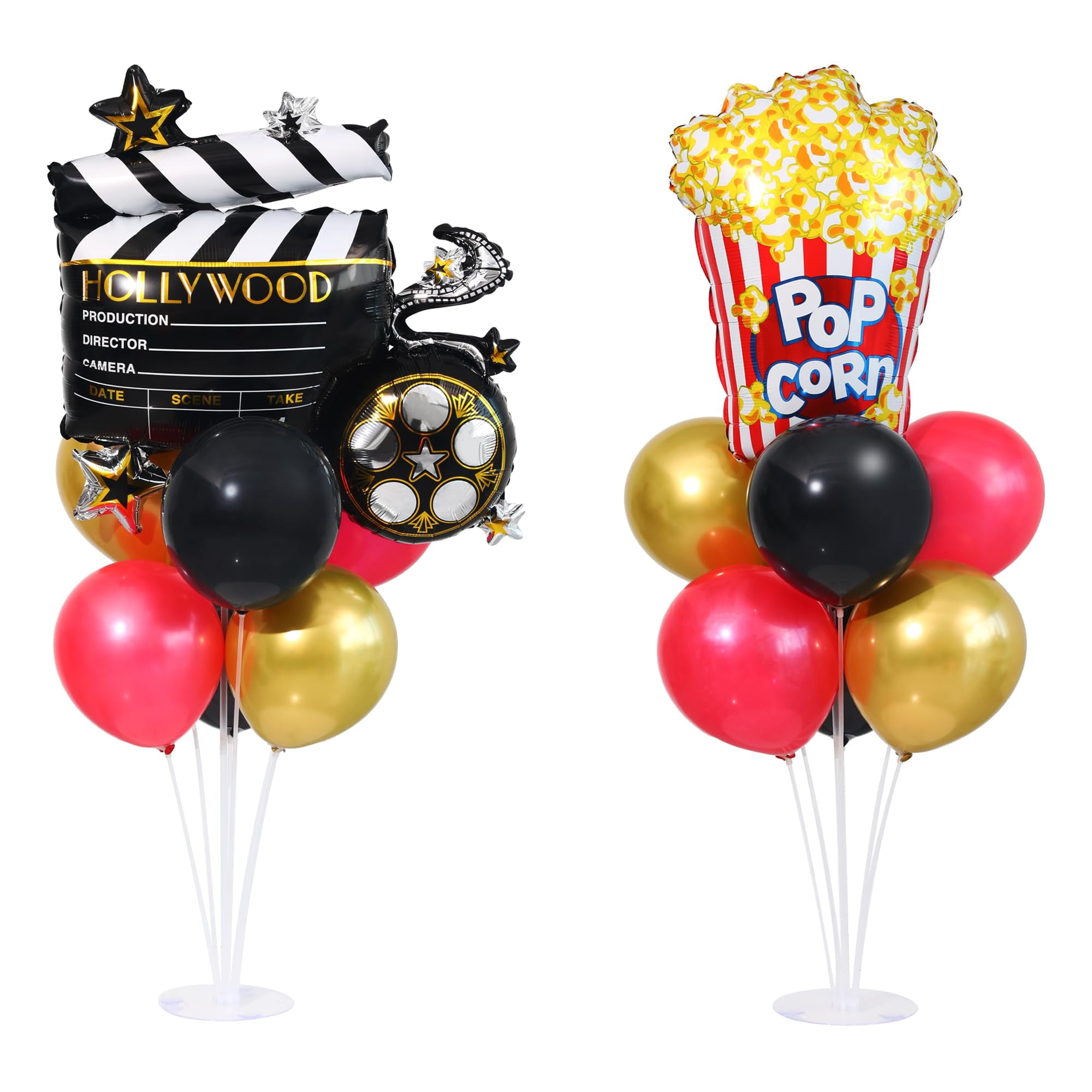 2 Sets MovieTRDN Night Party Balloons Stand Kit，Popcorn and Clapboard ...