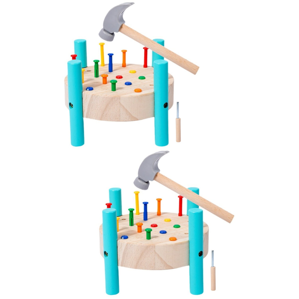 2 Sets Nailing Workbench Hammer Toy Knock Plaything Child -blue ...