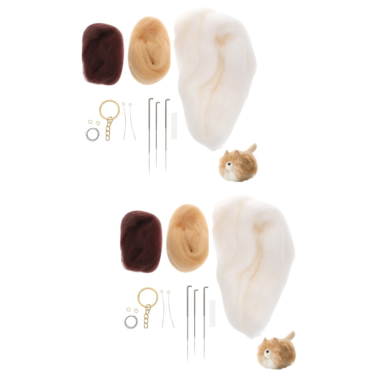 2 Sets Needle Felting Kit DIY Wool Felt Materials Animals Needle ...