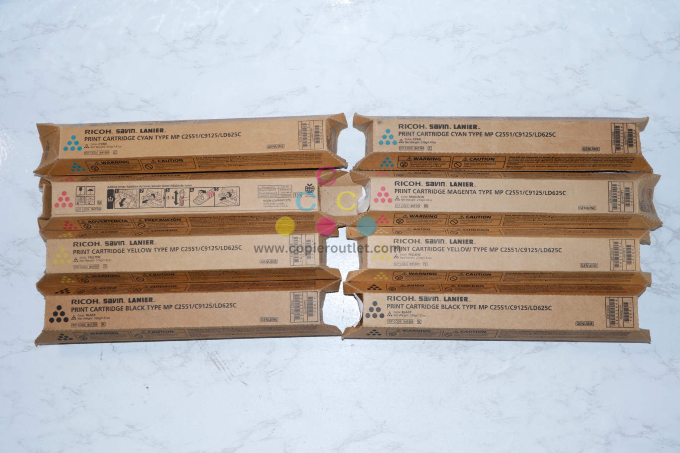 2 Sets Of Ricoh Savin Lanier Toner CYMK For MP C2551-C9125-LD625C Same ...