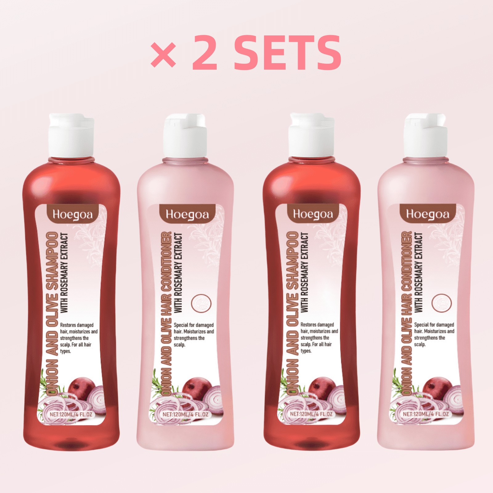 2 Sets Onion Biotin and Rosemary Shampoo & Treatment for Stronger ...