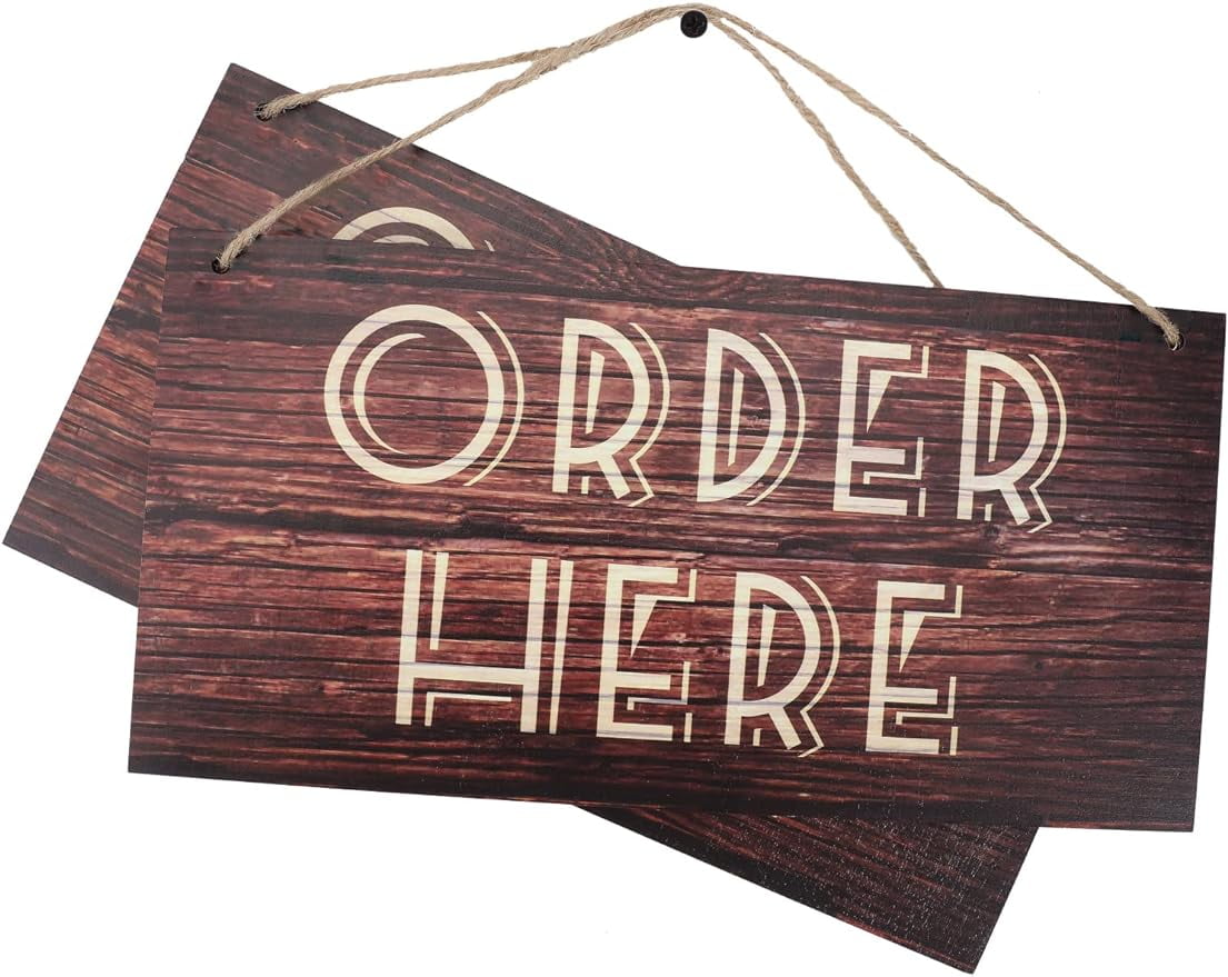 2 Sets Order Here Signs Coffee Hanging Sign Plaque Rectangle Ordering ...
