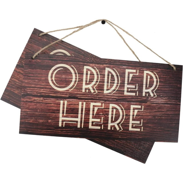 2 Sets Order Here Signs Coffee Hanging Sign Plaque Rectangle Ordering ...