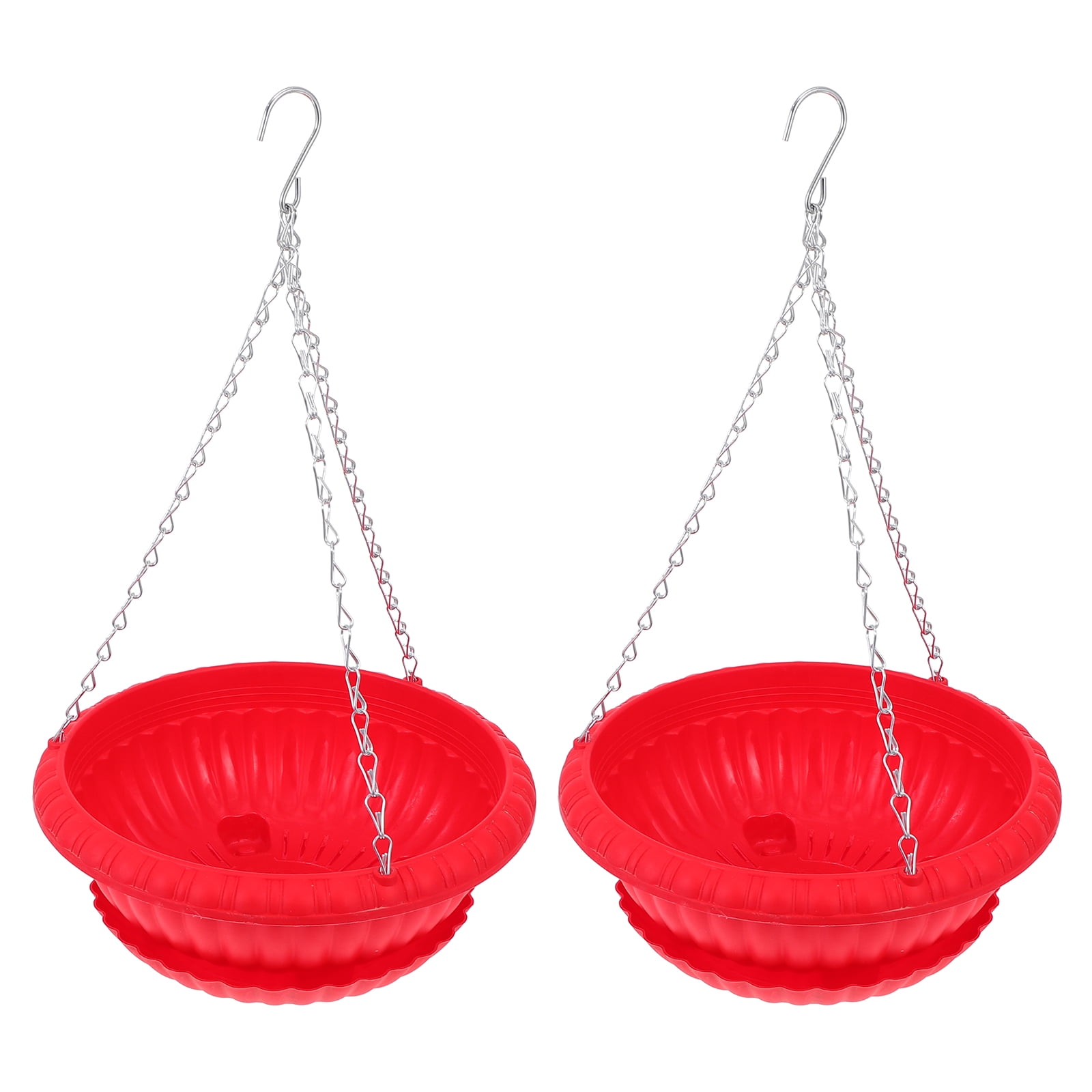 2 Sets Outdoor Dual Pot Fence Railing Planter Hanging Flowerpot ...