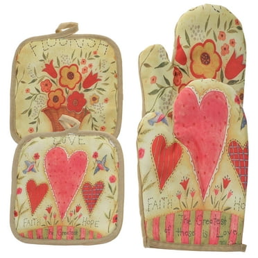 6 Pack Oven Mitts and Pot Holders Set, Heat Resistant Fabric Bake Pot ...