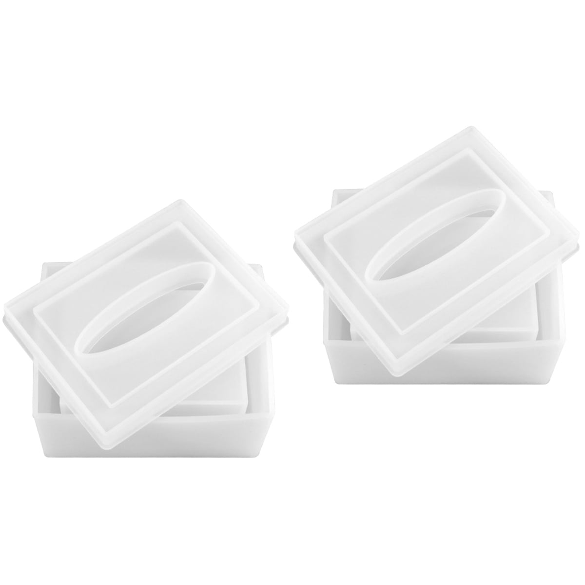 2 Sets Paper Box Mold Resin Crafts Silicone Molds Tissue Holder Casting ...