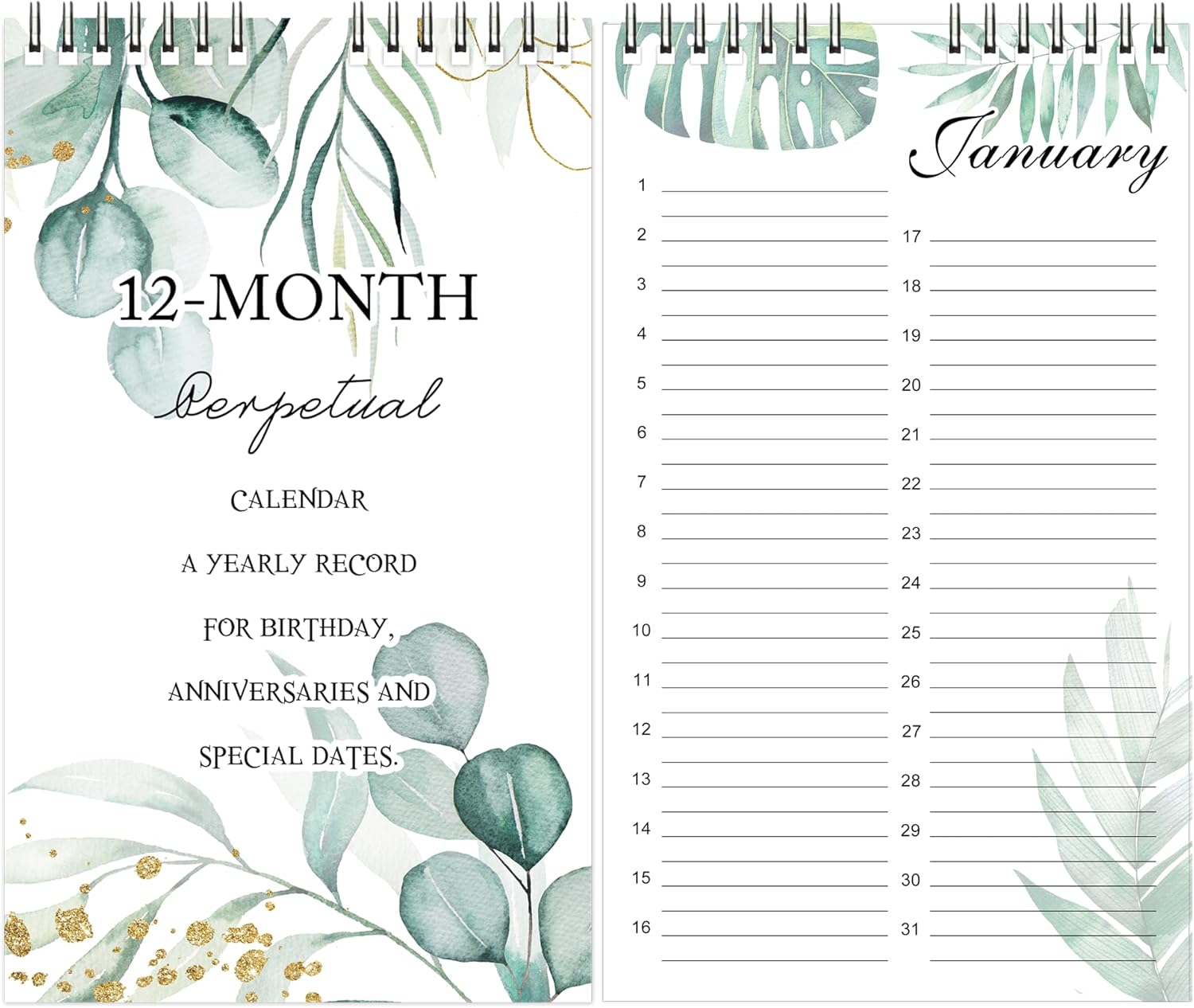 2 Sets Perpetual Birthday Calendar Book Reminder Wall Hanging 6x10 Inch ...