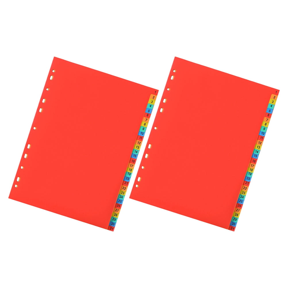 2 Sets Plastic Binder Dividers with 1-31 Number Tabs Insertable Page ...